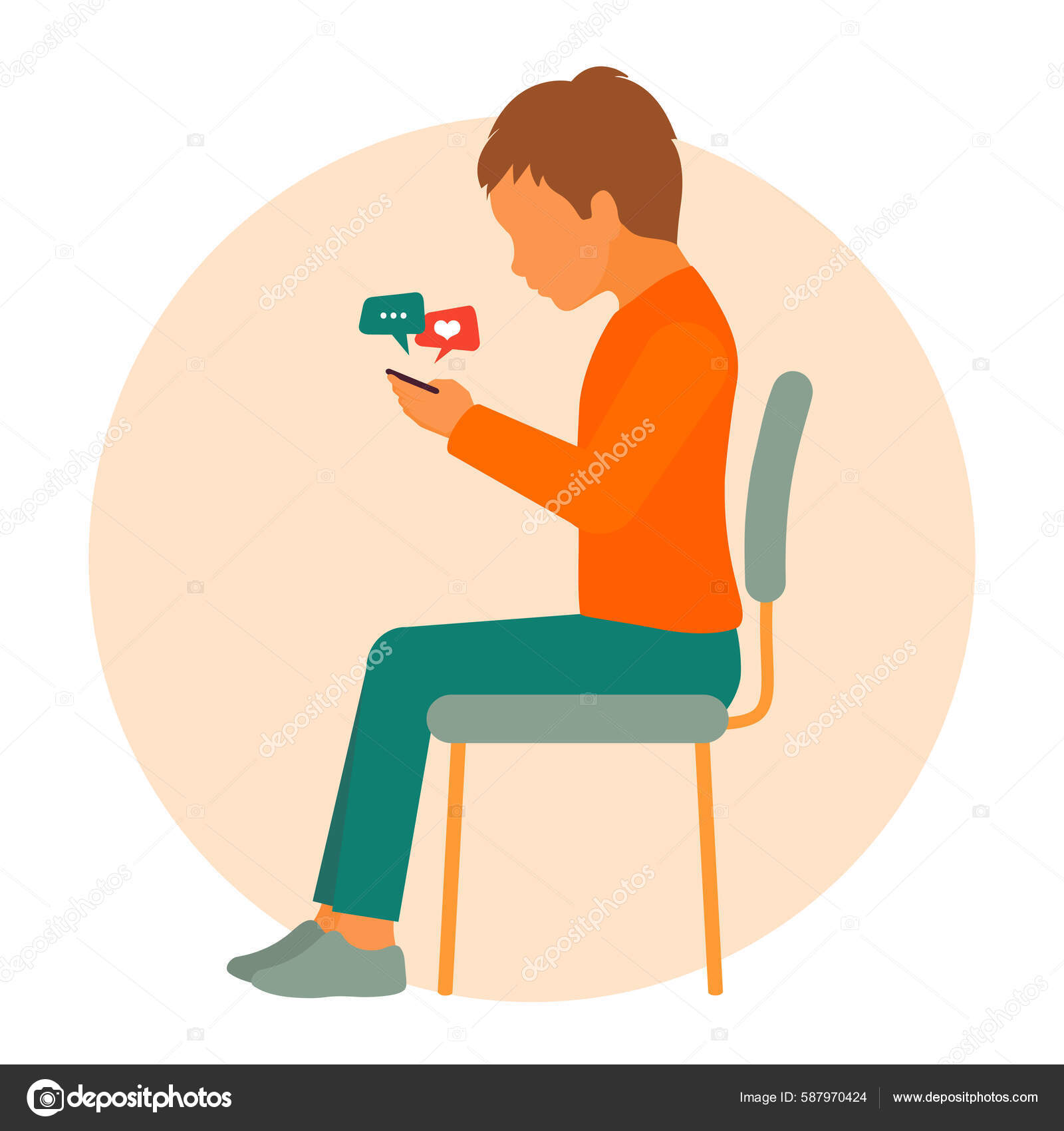 Kid Posting Commenting Chatting Using Emoticons Shared Photo Memory ...