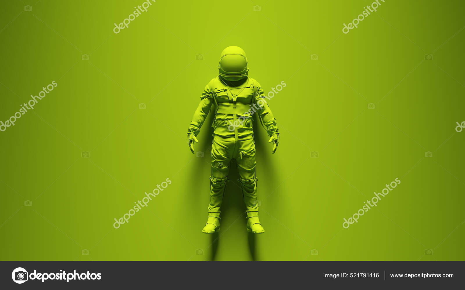 Green Retro Spaceman Astronot Kosmonot Dengan Ilustrasi Bright Green ...