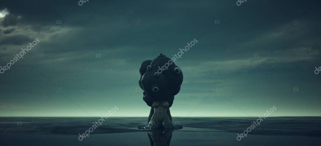 Alien Mind Control Body Snatcher Eyes Outer Space Woman Sentado en la ...