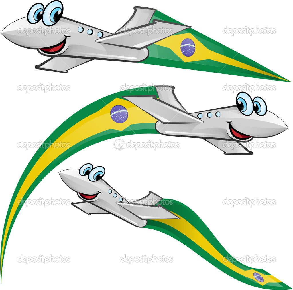 Airoplane cartoon with brazil flag — Stock Vector © Doom.ko #48664575