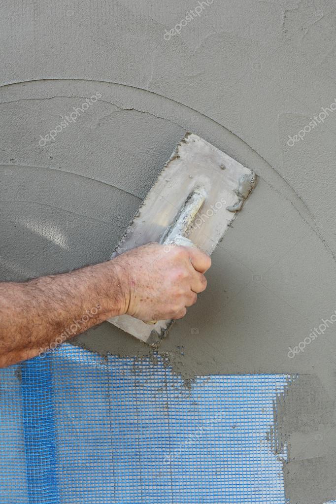 Wall insulation, mortar and mesh Stock Photo by ©simazoran 47814447