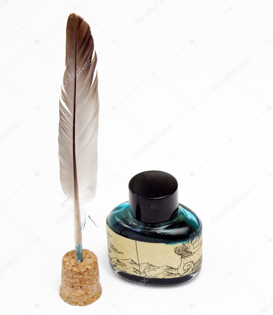 Inkwell and pen isolated — Stock Photo © malekas #34474911