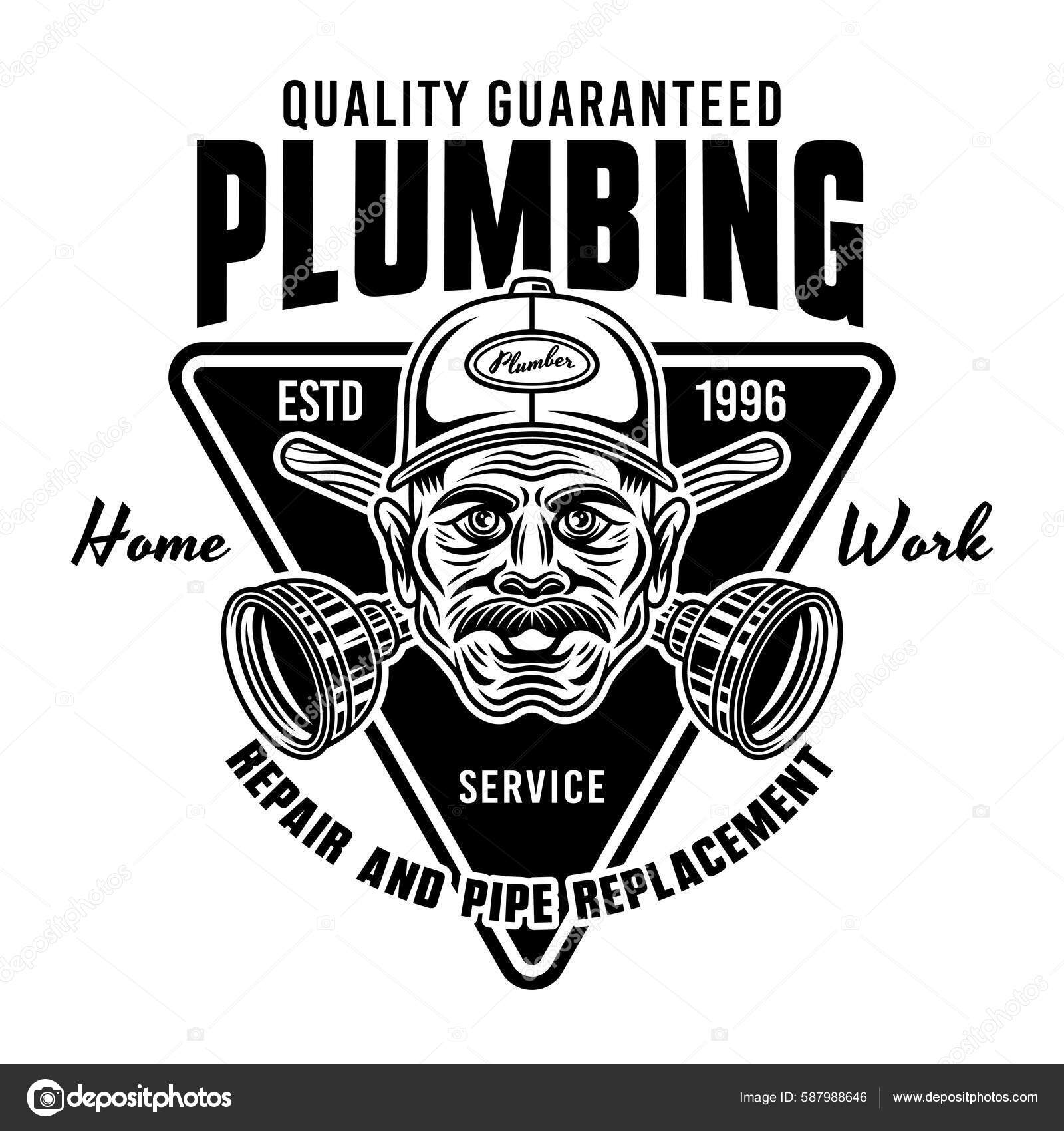 Plumbing Service Pipe Replacement Vector Vintage Emblem Label Badge ...