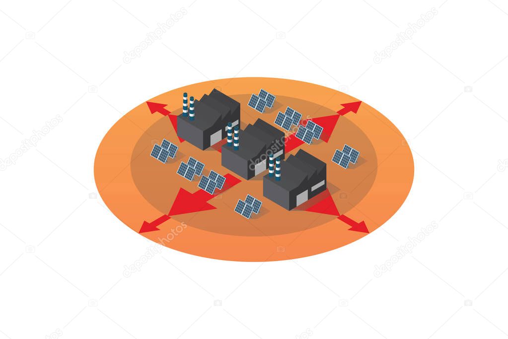 Isom trico de la zona de distrito industrial ampliada. Ciudad expandir concepto. ilustraci n ...