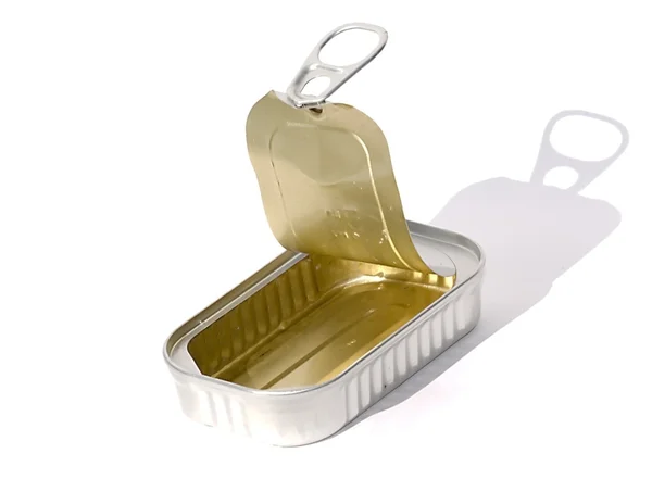 Opened empty fish tin on white Stock Photo by ©caluian.daniel 51323417