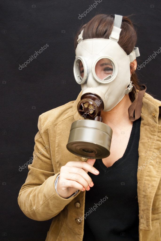 Beautiful Woman With Gas Mask — Stock Photo © januaryxii #48560541