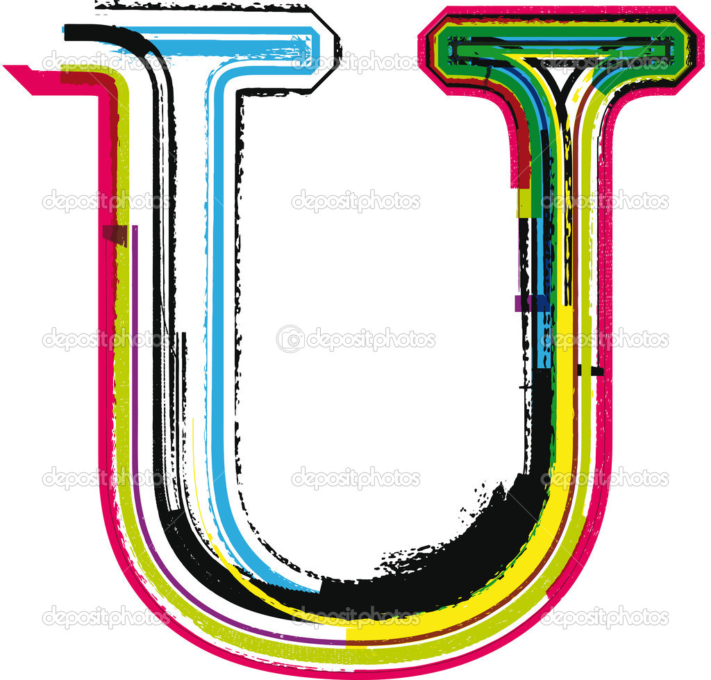 grunge coloridas letra u — Vector de stock © aroas #30646951