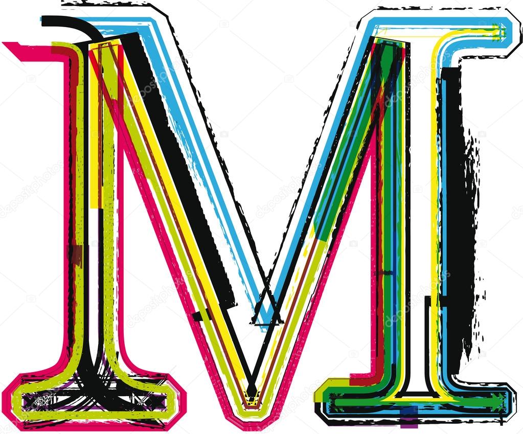 Grunge colorido letra m — Vetor de Stock © aroas #30647371
