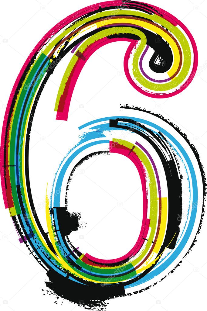 Colorful Grunge NUMBER 6 — Stock Vector © aroas #30648207