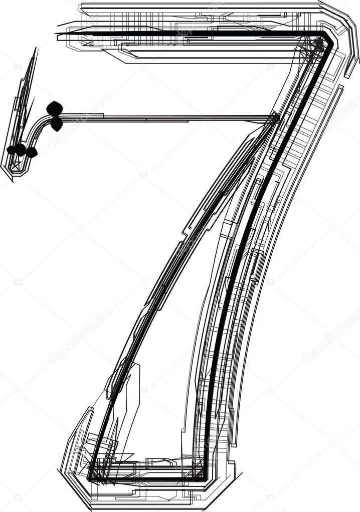 Technological font. Number 7 Stock Illustration by ©aroas #32854849