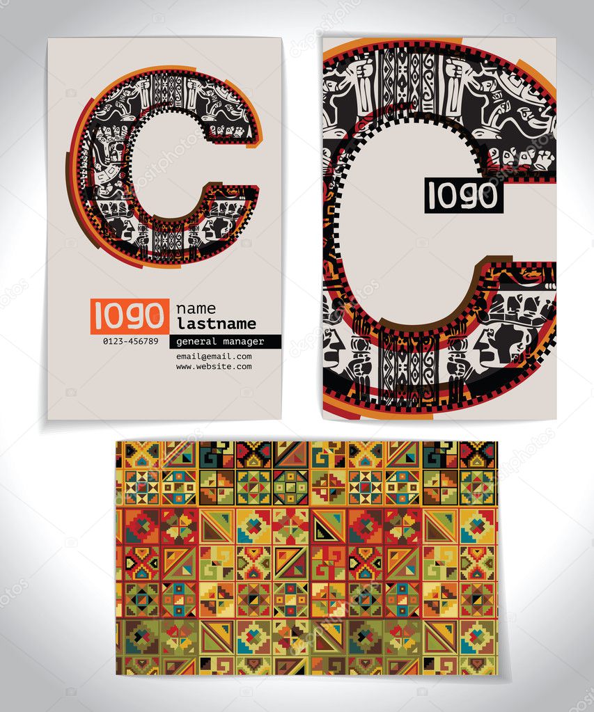 Ancient Business card design LETTER c Stock Vector by ©aroas 46505991