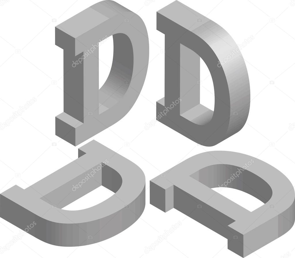 Isometric letter D. Template for creating logos, emblems, monograms ...