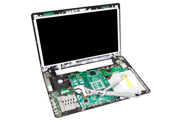 Laptop half disassembled. Laptop repair service Stock Photo by ...