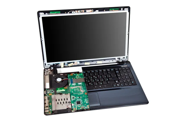 Laptop half disassembled. Laptop repair service Stock Photo by ...