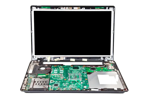 Laptop half disassembled. Laptop repair service Stock Photo by ...
