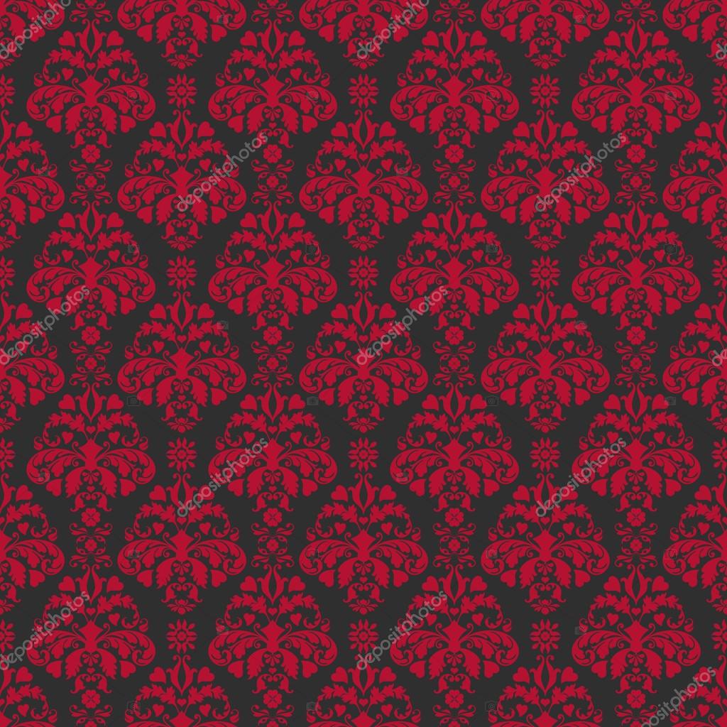 Black And Red Damask