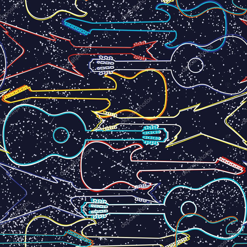 Seamless pattern with guitar silhouettes Stock Vector Image by ...