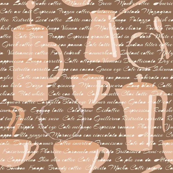 Seamless pattern with coffee types text - Stock Image - Everypixel