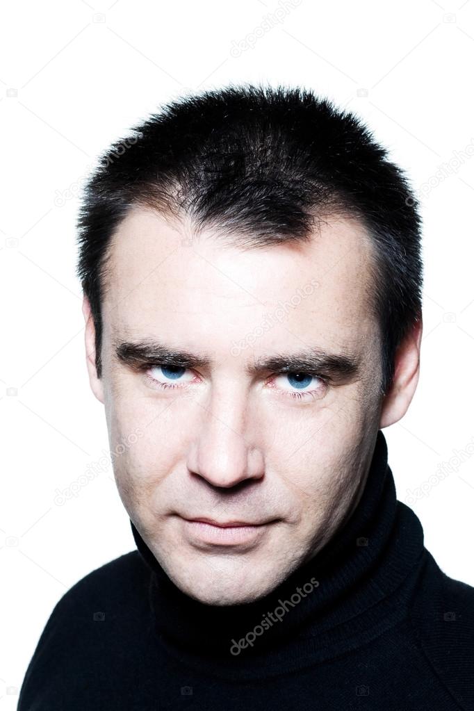 Handsome caucasian man blue eyes serious seductor portrait Stock Photo ...