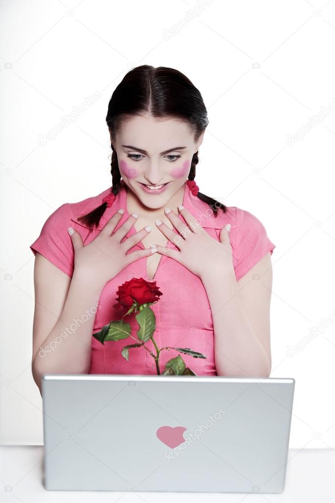 Romantic blushing heart girl Stock Photo by ©STYLEPICS 19126159