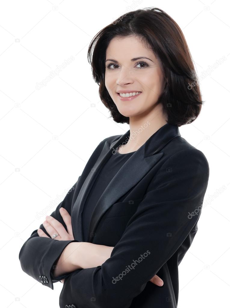 Beautiful Smiling Caucasian Business Woman Portrait Arms Crossed