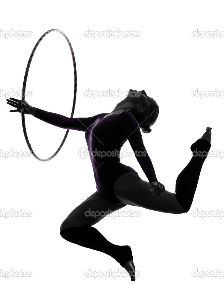 Rhythmic Gymnastics with hula hoop woman silhouette Stock Photo by ...