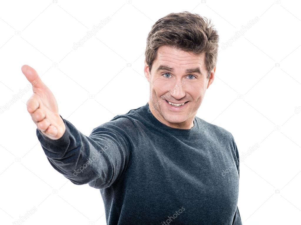 Mature handsome man welcoming portrait — Stock Photo © STYLEPICS #33318161 Mature handsome man welcoming portrait — Stock Photo © STYLEPICS #33318161