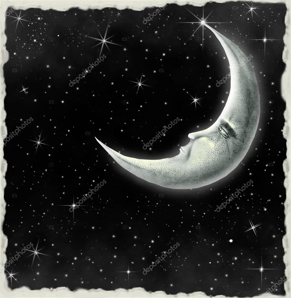 Llustration of a night sky with fantastic moon — Stock Photo © natamc ...