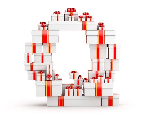Letter Q from boxes of gifts decorated with red ribbons - Stock Image ...
