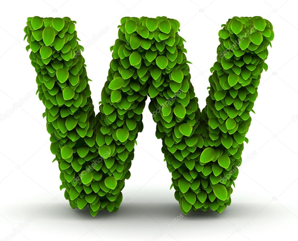 Leaves font letter W — Stock Photo © iunewind #29211693