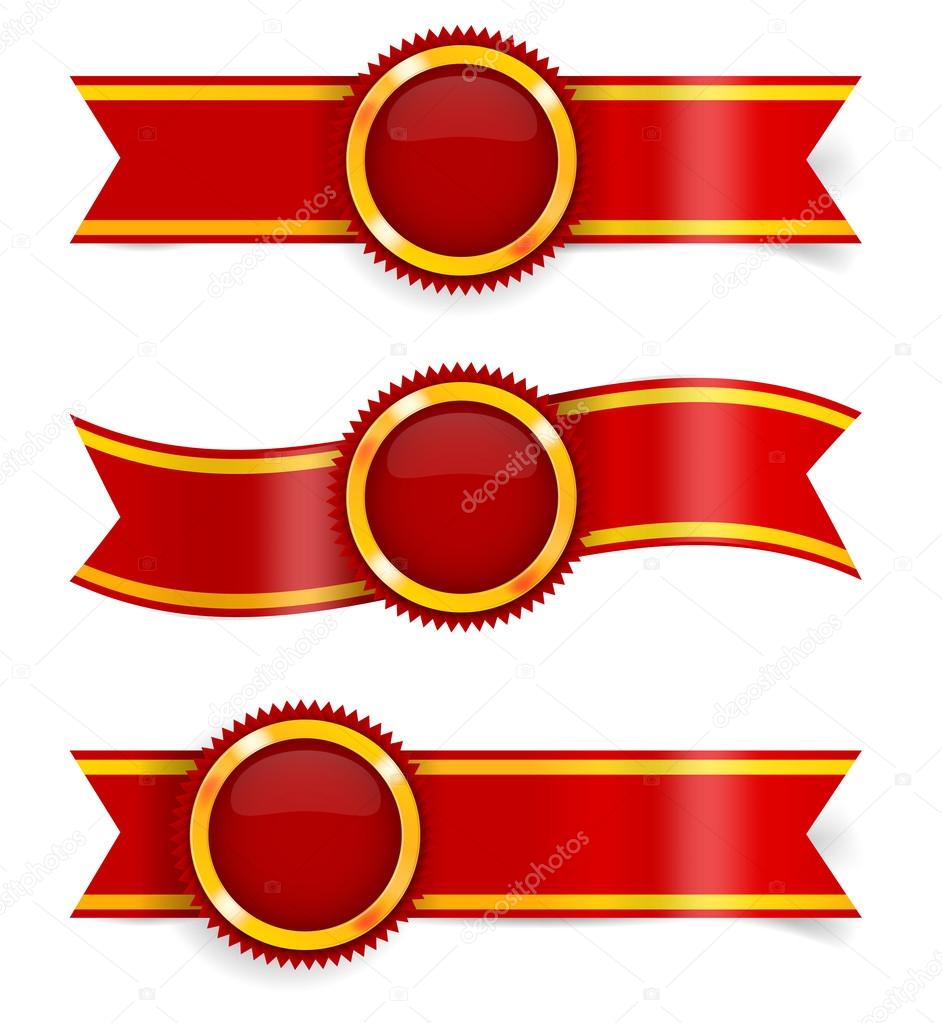 Vector set of red award ribbons Stock Vector by ©iunewind 42798347