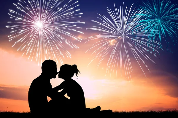 Couple kissing fireworks Stock Photos, Royalty Free Couple kissing ...