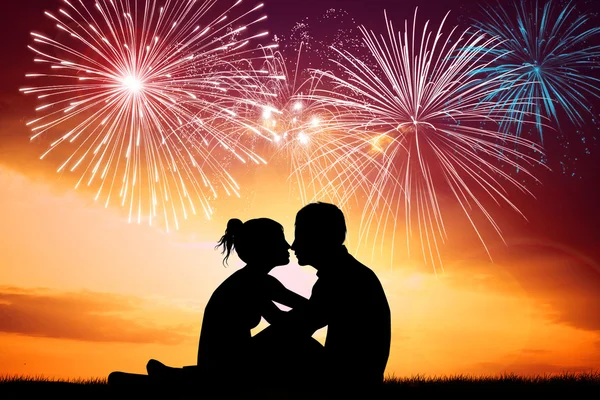 Couple kissing fireworks Stock Photos, Royalty Free Couple kissing ...