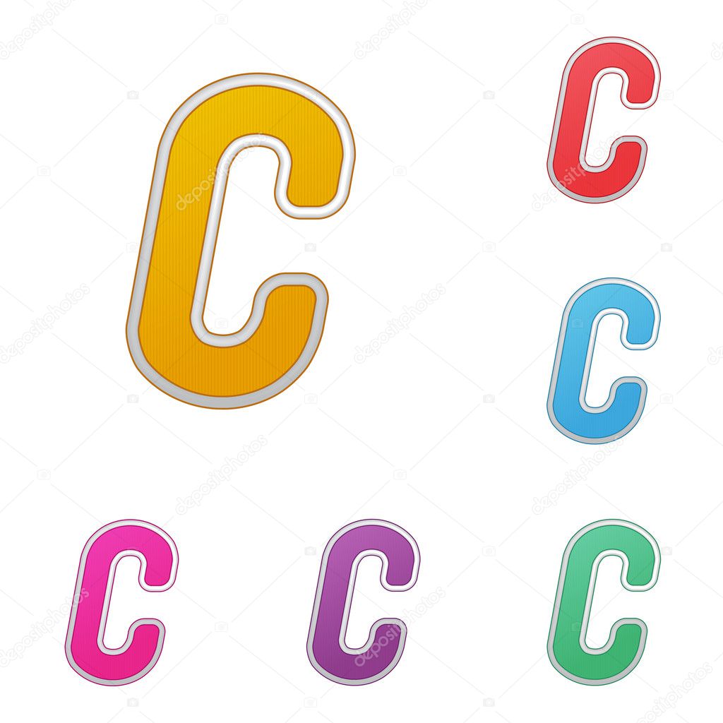 Letter C, set of colour variants, on a white background. Vector Stock ...