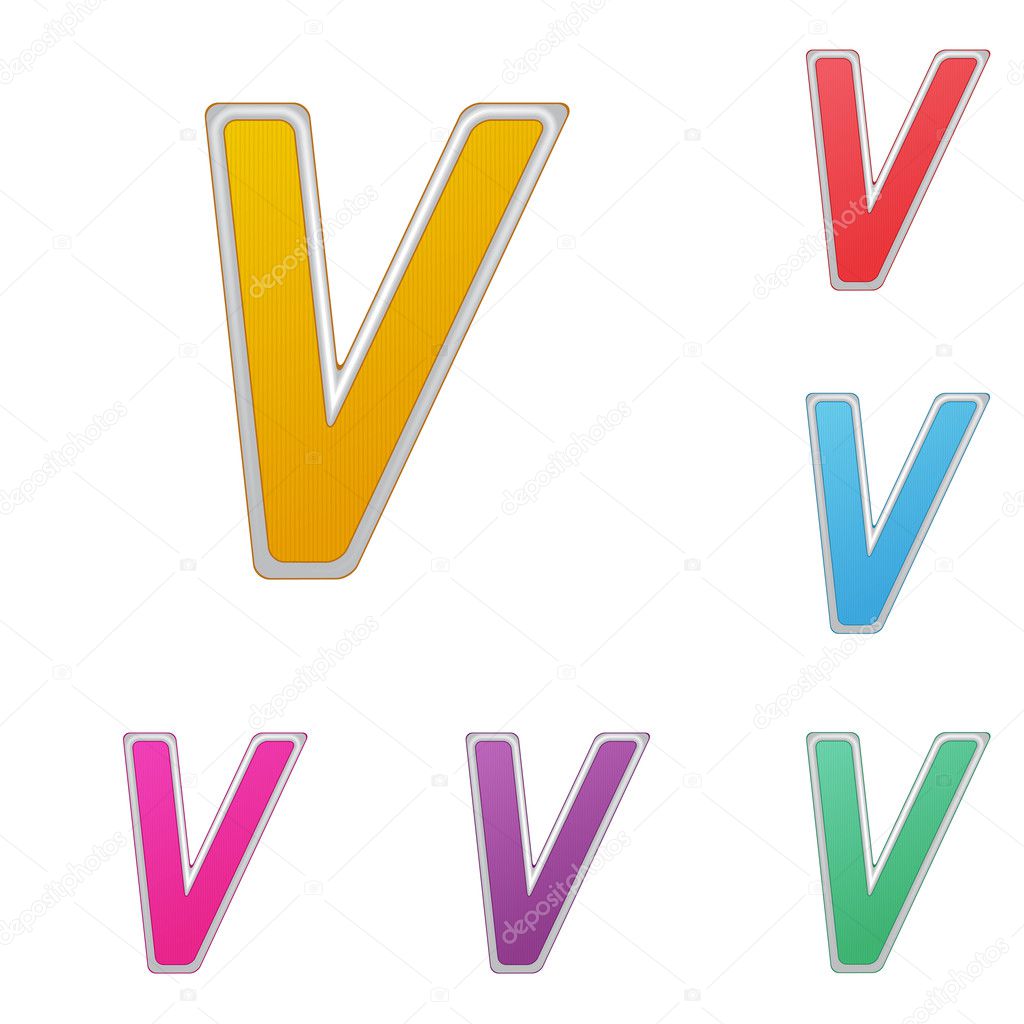Letter V, set of colour variants, on a white background. Vector — Stock ...