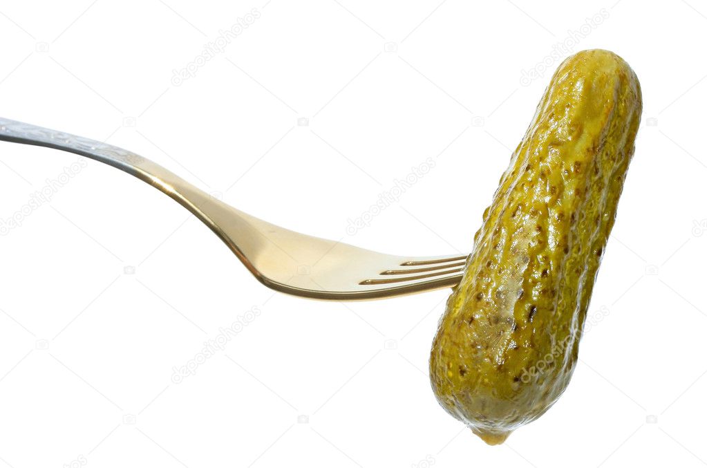 Pickled cucumber on a plug. — Stock Photo © LuGrish #19982369