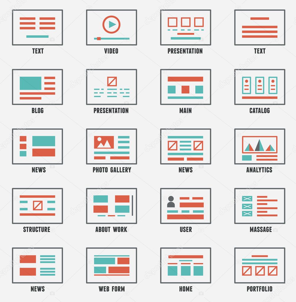 Vector set of sitemaps symbols for webpage. Web design and interface ...