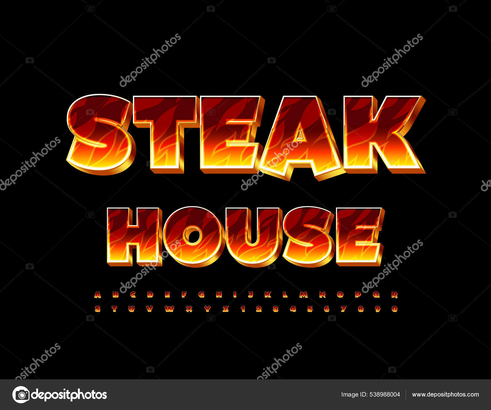 Vector Creative Emblem Spicy Food Abstract Font Flaming Pattern ...