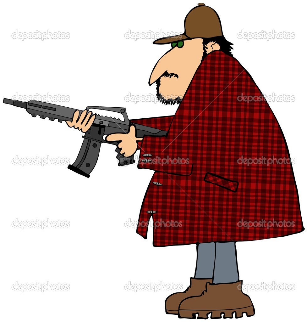 Hunter with an assault rifle Stock Illustration by ©caraman #19180925