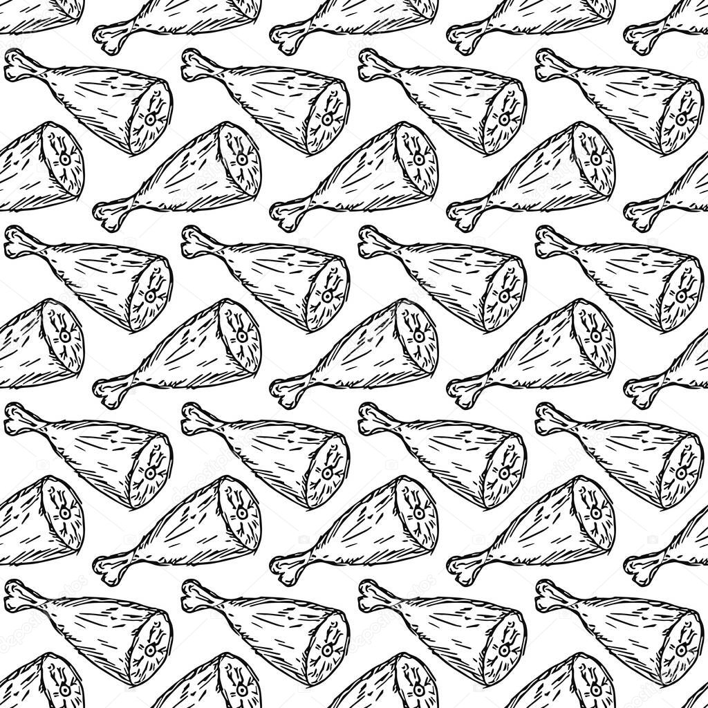 patr n de carne sin costura. vector garabato ilustraci n con icono de la carne. patr n con carne ...