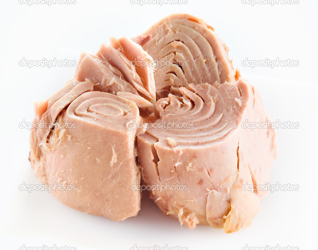 Tuna fish. Piece isolated on white — Stock Photo © utima #44425027