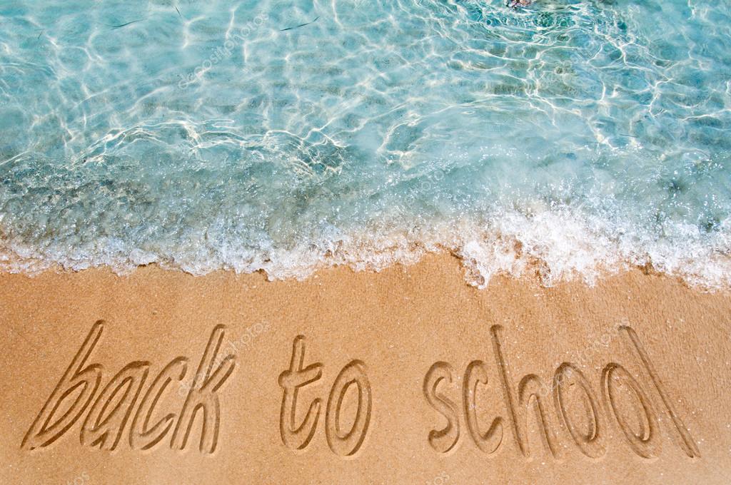 Back to school sign on beach — Stock Photo © uroszunic #48891331