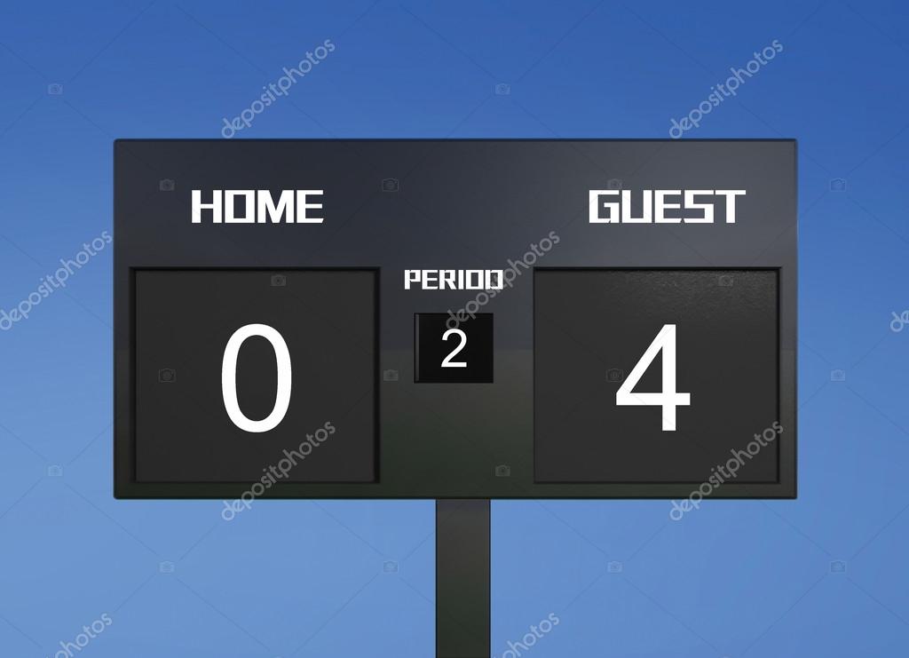 Soccer scoreboard score 0 & 4 — Stock Photo © realcg #48120327