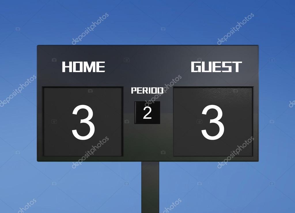 Tableau de bord de football score 3 & 3 — Photographie realcg © #48120371