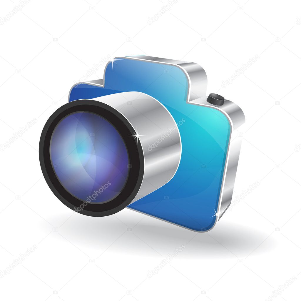 3d Glossy Camera Vector Icon — Stock Vector © rizwanali3d #21350509