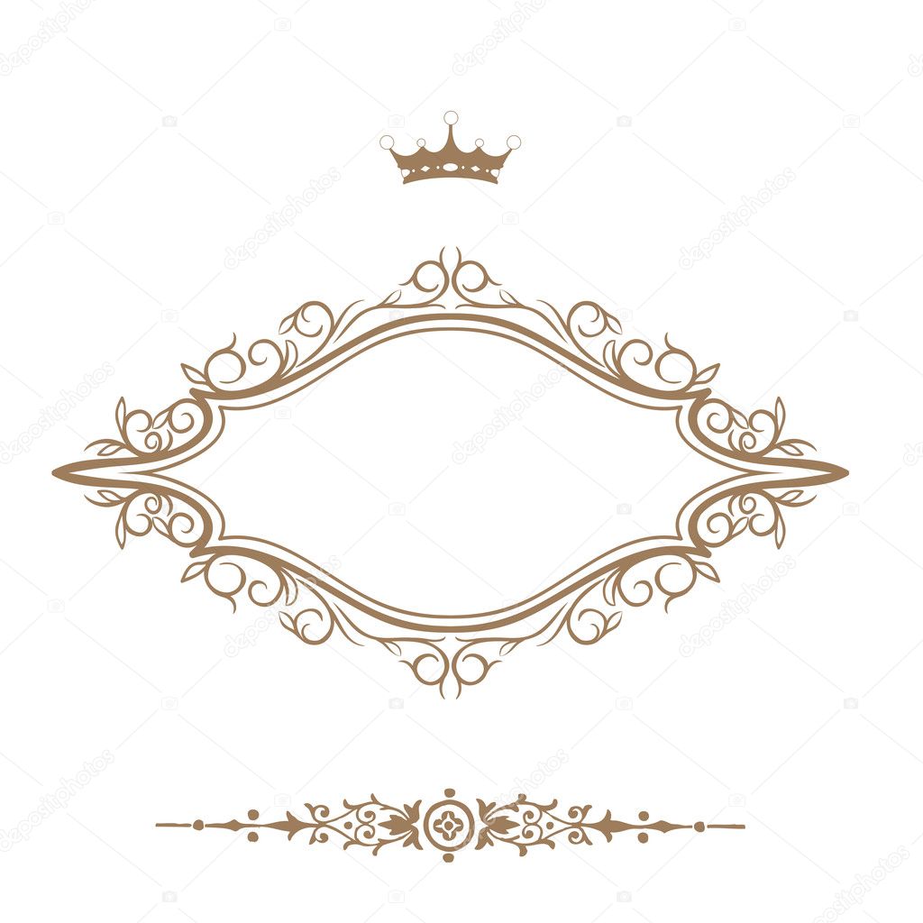 Elegant Royal Frame With Crown Stock Illustration