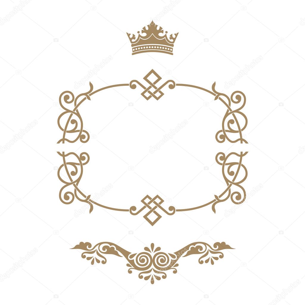 Elegant Royal Frame With Crown Stock Illustration