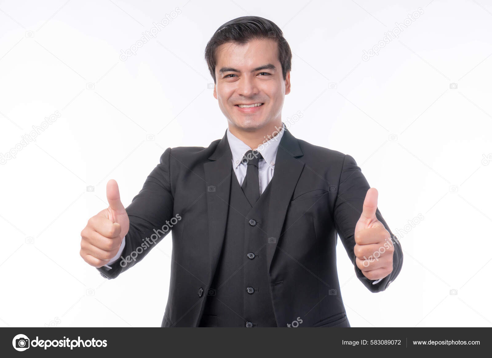 Portrait Working Asian Business Handsome Man Ware Suit Giving Thumb ...