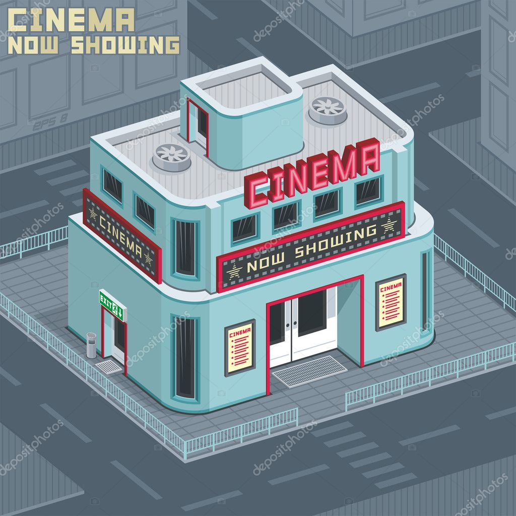 Cinema Building Cartoon
