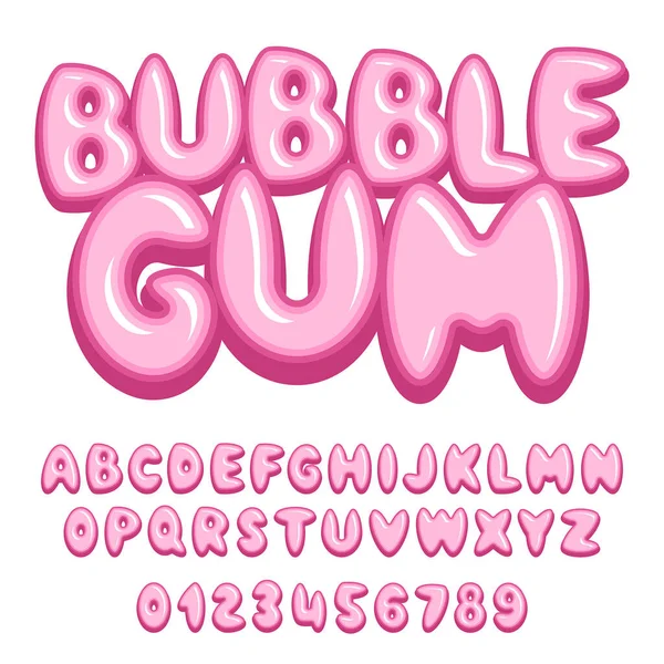 Bubble Gum Font Alphabet Letters Numbers Flat Style Stock Vector Image ...